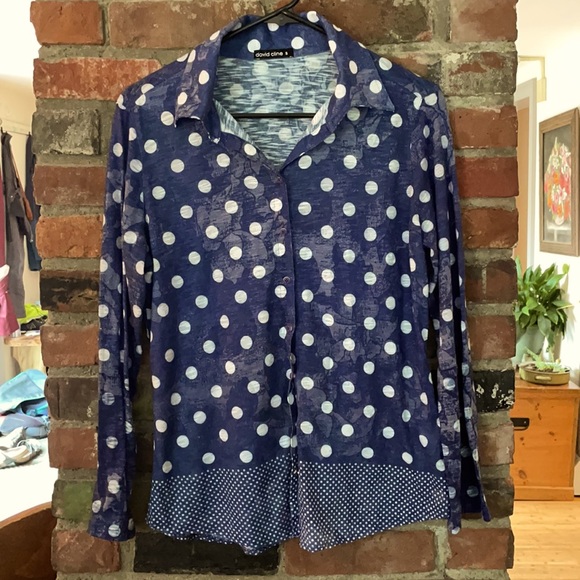 David Cline | Tops | David Cline Bluewhite Polka Dot Buttondown Shirt ...
